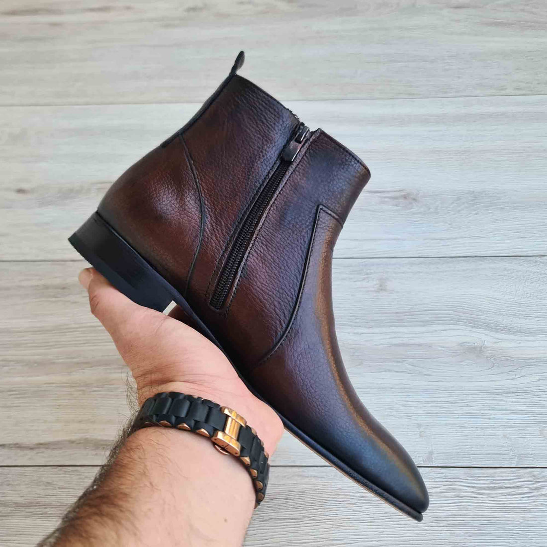 Raphael Men's Leather Chelsea Boots | Handmade | Zip-Up