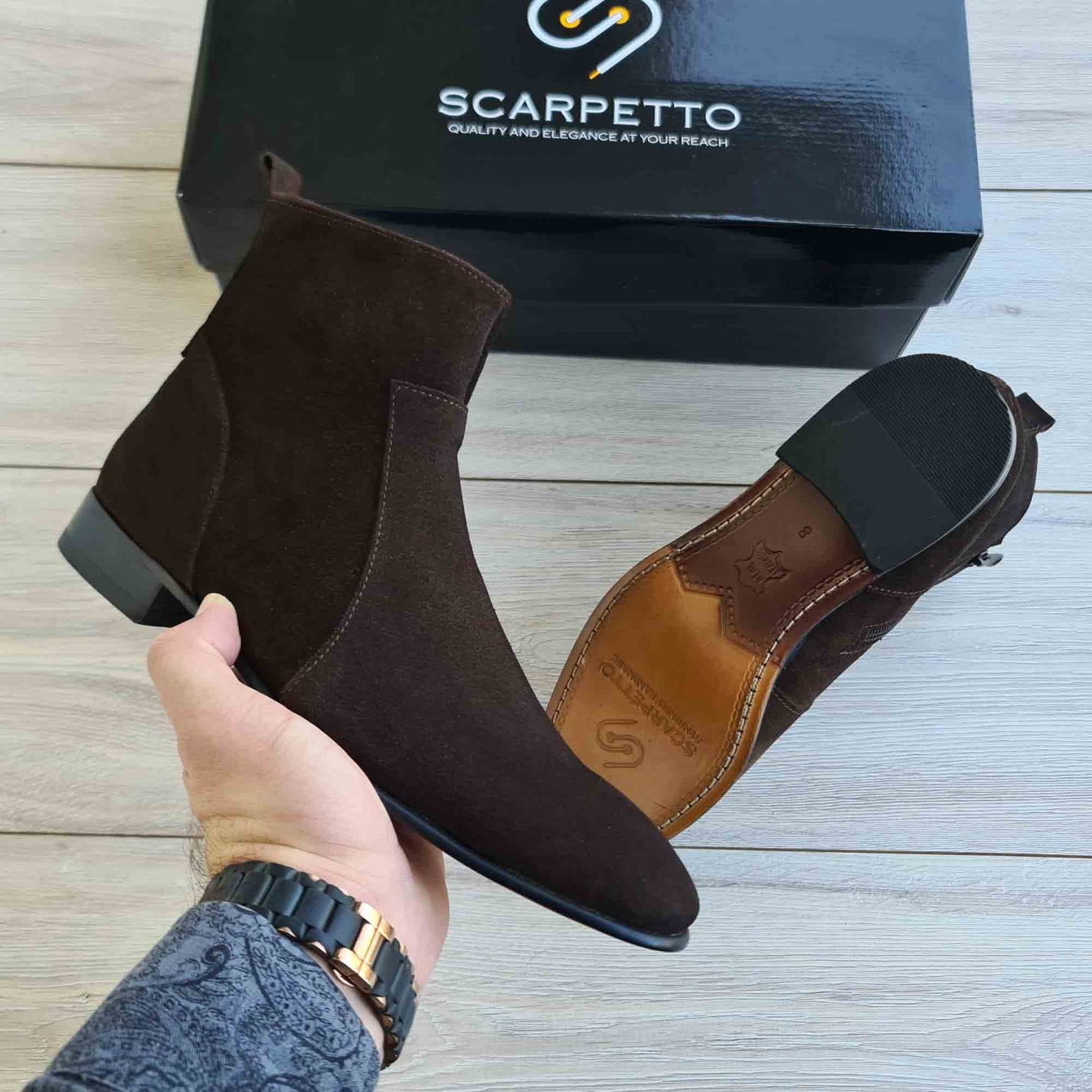 Raphael Men's Leather Chelsea Boots | Handmade | Zip-Up